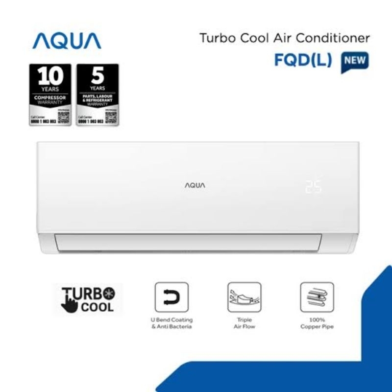 Jual AC AQUA Japan 0.5 pk AQA-KCR5FQDL Turbo Cool KCR5 Air Conditioner 1/2 pk 360 Watt | Shopee ...