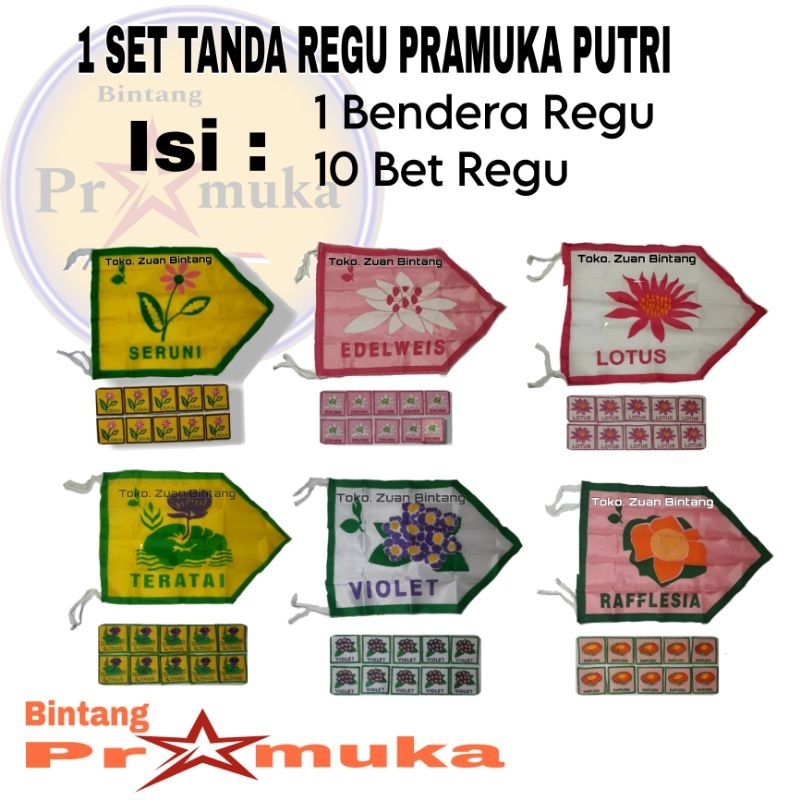 Jual SET TANDA REGU PRAMUKA PUTRI / BENDERA REGU + BET REGU PRAMUKA ...