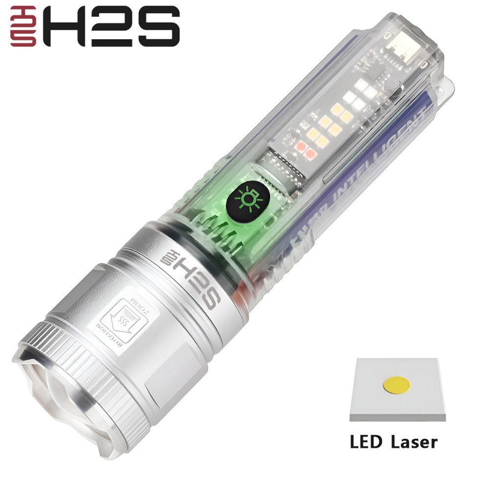 Jual Modern Senter X36 LED Laser Zoom Out Transparan Solar Panel Rechargeable 7 Mode | Shopee ...