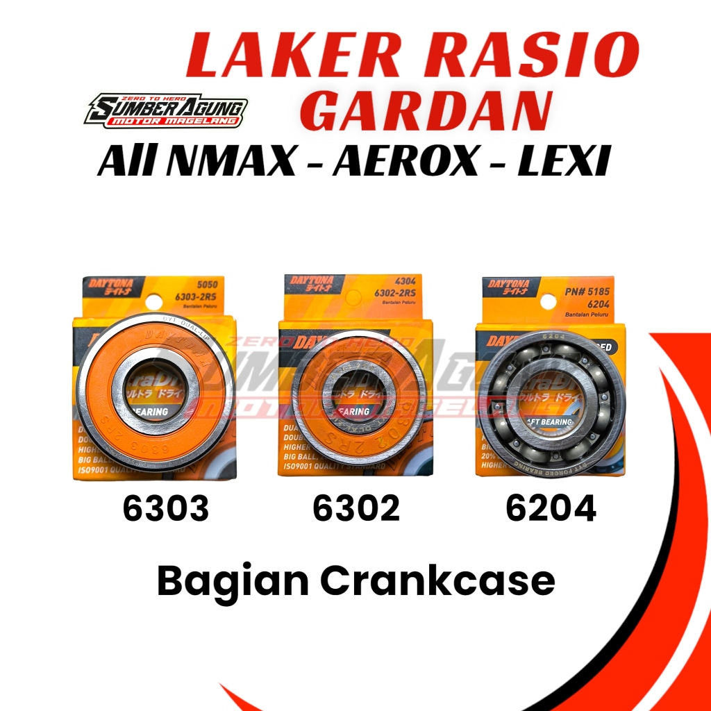 Jual LAKER LAHER BEARING RASIO GARDAN GEARBOX SET ISI 6 AEROX 155 NMAX ...