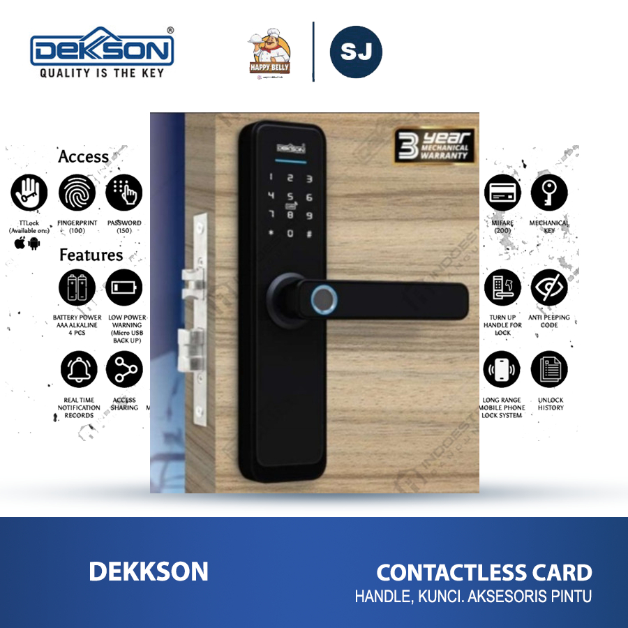 Jual Electronic Lock Dekkson ELC 9318 MF FIN PASS BT W17 BLACK (L/R ...
