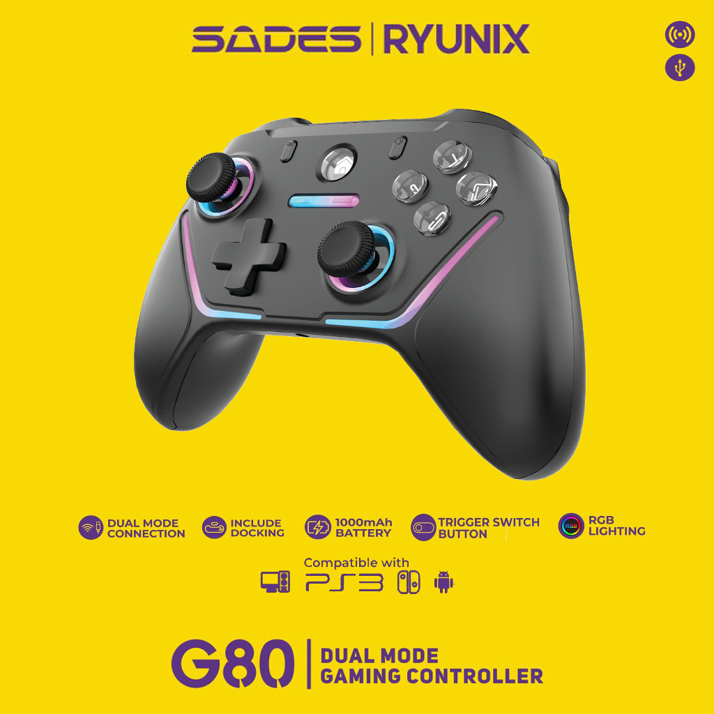 Jual Sades Ryunix G80 Gamepad Hall Effect Dual Mode Gaming Controller | Shopee Indonesia