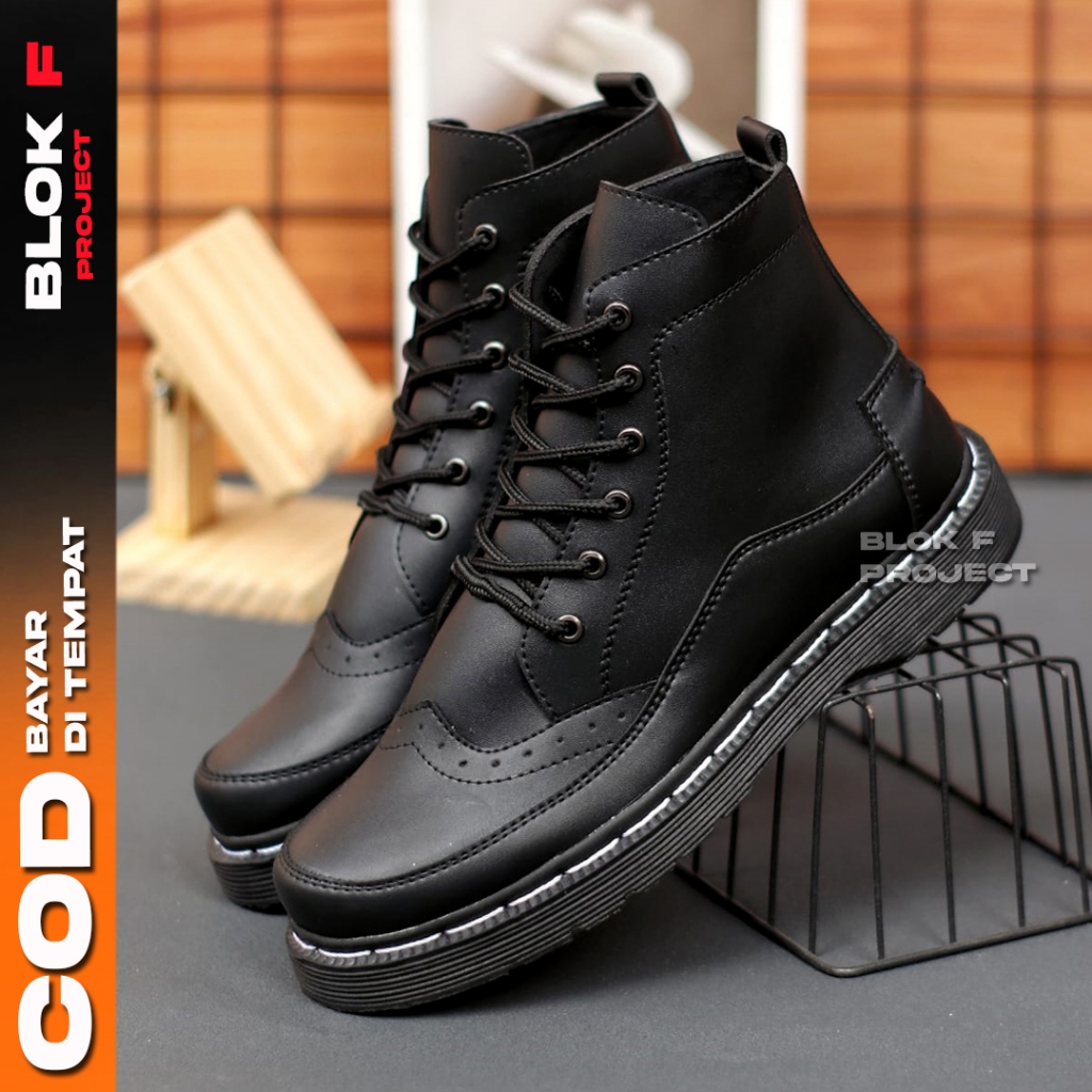 Jual Ohnmar Sepatu Docmart Boots Pria Hitam Tinggi Formal Kerja ...