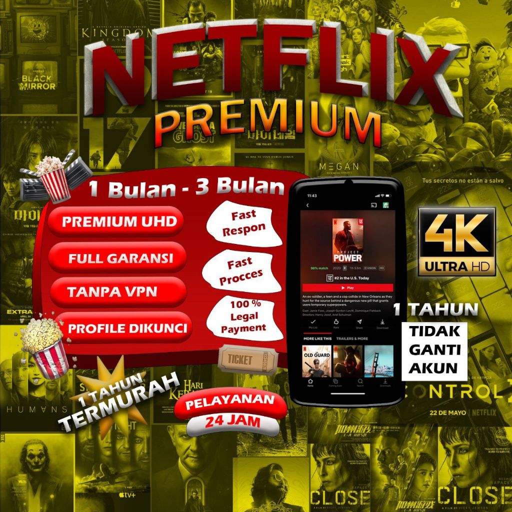 Jual NETFLIX 1 Bulan 2 Bulan 3 Bulan 1 Tahun Premium Garansi ULTRA FULL HD 4K - ANTI HOLD ANTI ...