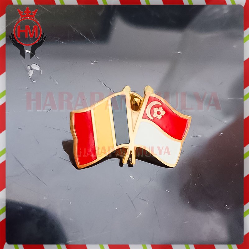 Jual Flag Pin Bendera Persahabatan Singapura dan Belgia Bahan Logam ...