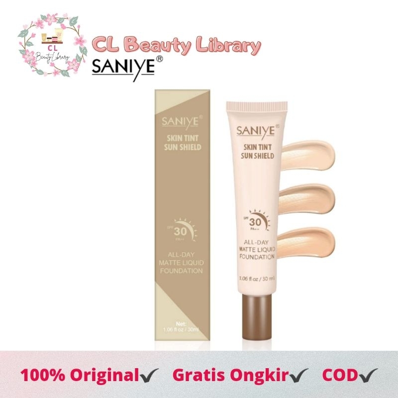 Jual SANIYE Skin Tint Sun Shield All Day Matte Liquid Foundation Cream ...