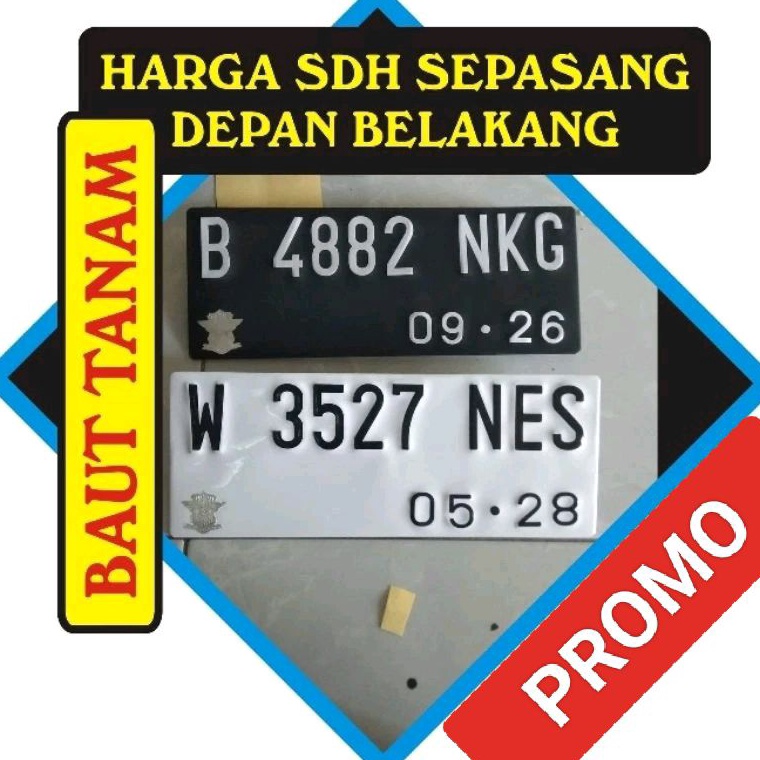 Jual KODE E49N PLAT NOMOR MOTOR STANDART BAUT TANAM hitam putih harga ...