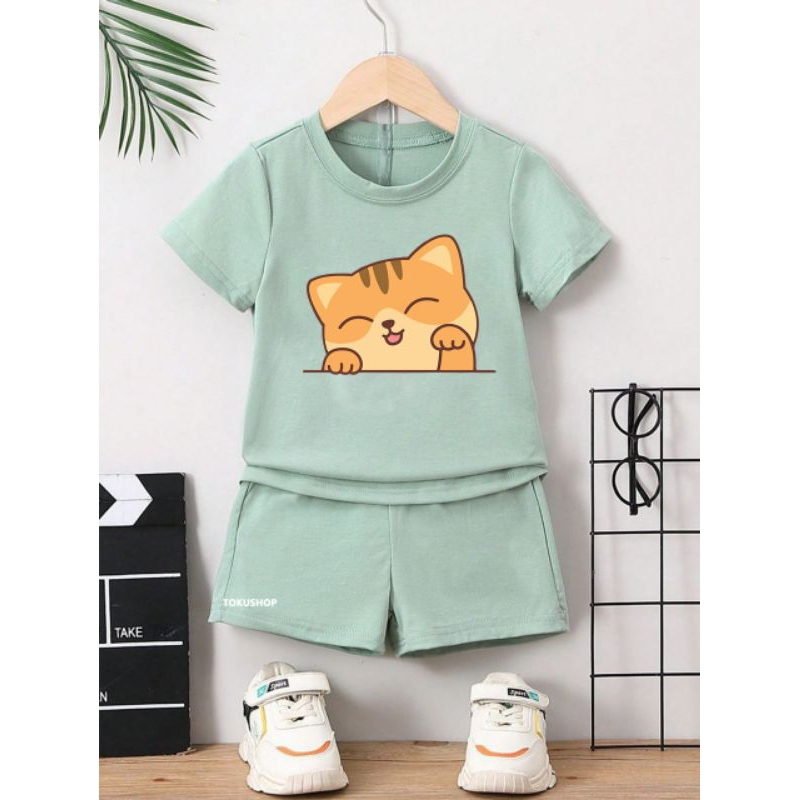 Jual tokushop id set CAT CUTE detelam anak premium bahan katun | Shopee ...