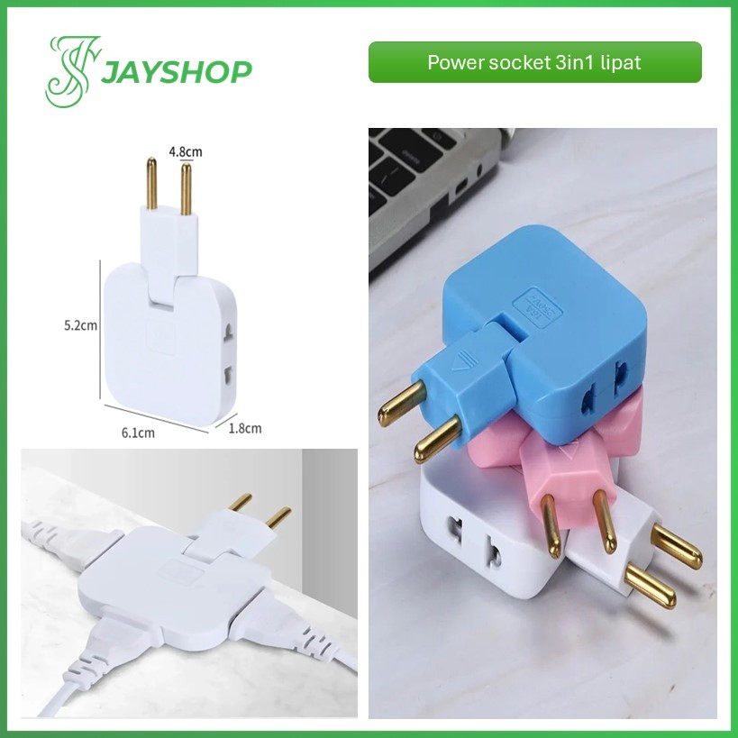 Jual Power Socket 3in1 Plug In Stop Kontak Colokan Steker Lipat Folding ...