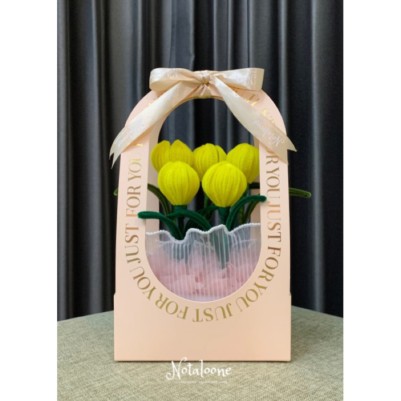 Jual Notaloone - Tulip Handle Box Flower Bouquet Bunga Tulip Kawat Bulu ...