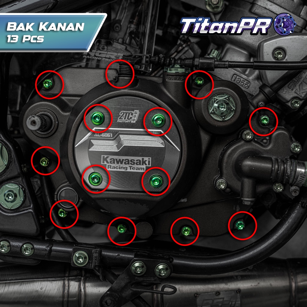 Jual Baut Titanium GR5 PAKETAN Bak Mesin Kiri Kanan Ninja R RR dan s | Shopee Indonesia