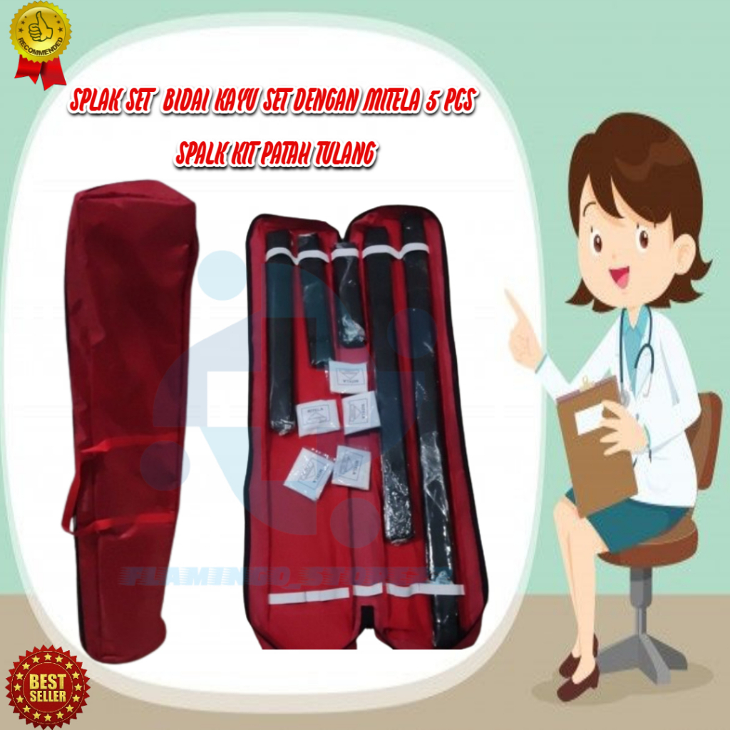Jual Splak Set / Bidai Kayu Set dengan Mitela 5 Pcs / Spalk Kit Patah ...