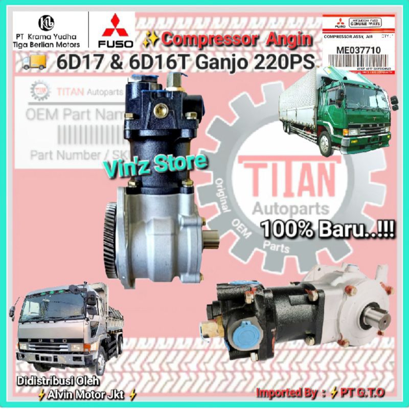 Jual COMPRESSOR ASSY KOMPRESOR ANGIN MITSUBISHI FUSO PS220 6D17 6D16T ...