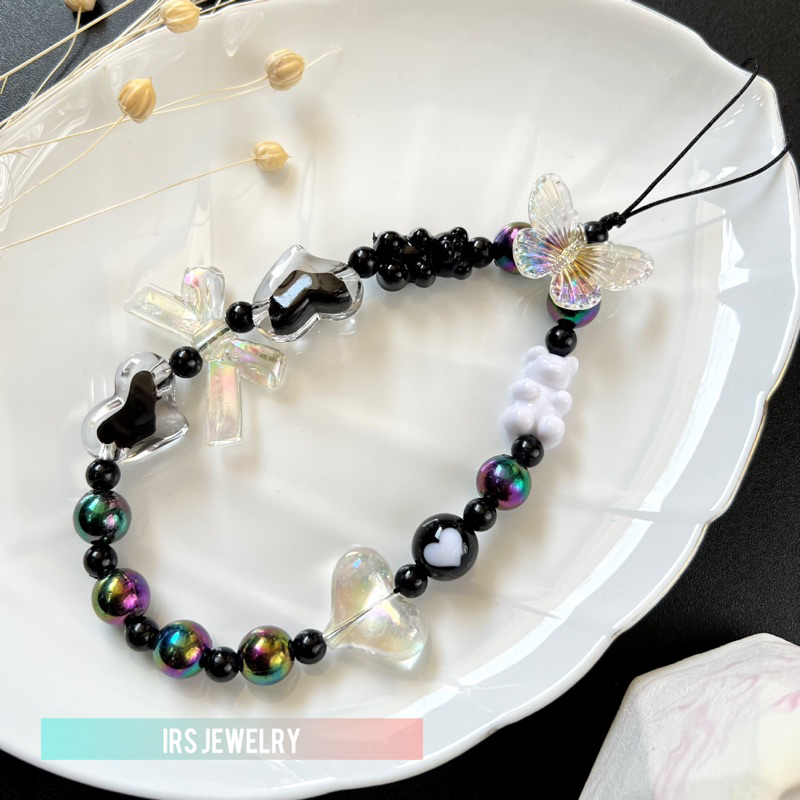 Jual PHONE MANIK HITAM / Tali Lanyard Handphone Manik Hitam/ Gantungan ...
