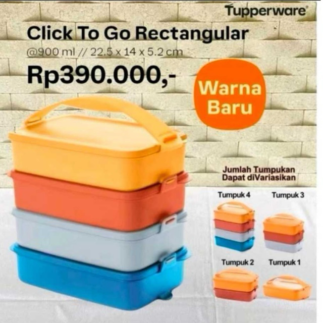 Jual CLICK TO GO TUPPERWARE / RANTANG 4 SUSUN Tupperware | Shopee Indonesia