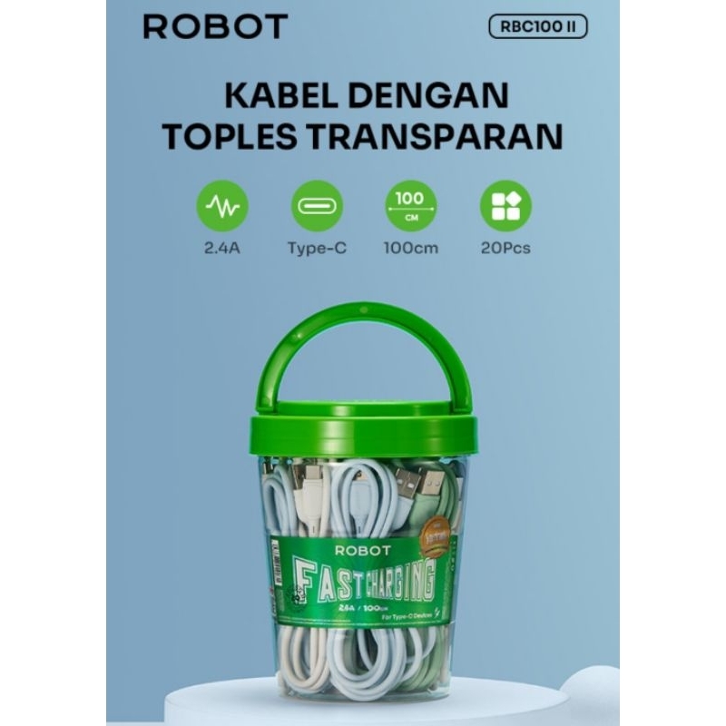 Jual PROMO ( 1 TOPLES ISI 20 PSC ) KABEL DATA usb charge ROBOT RBM100 2A 100CM fast charging isi ...
