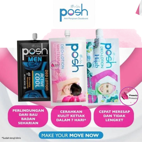 Jual ️ PAMELA ️ POSH Deo-Lotion Whitening | Posh Men Active Cool | POSH ...