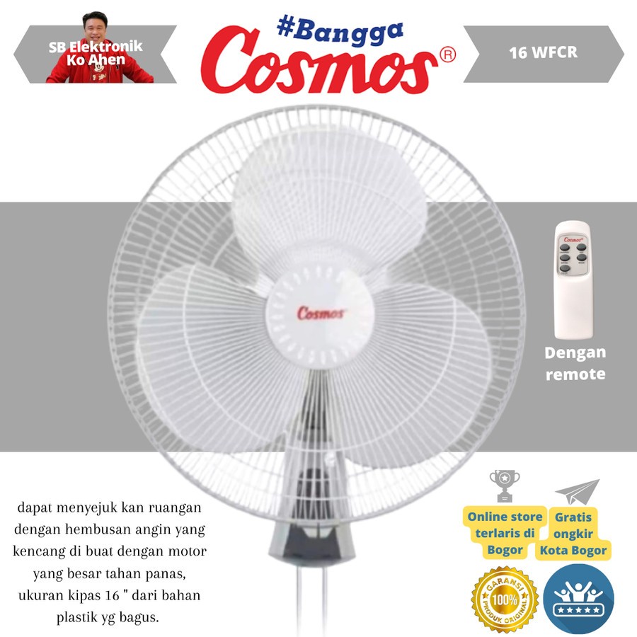 Jual Cosmos 16-WFCR - Kipas Angin / Wall Fan with Remote 16 inch ...