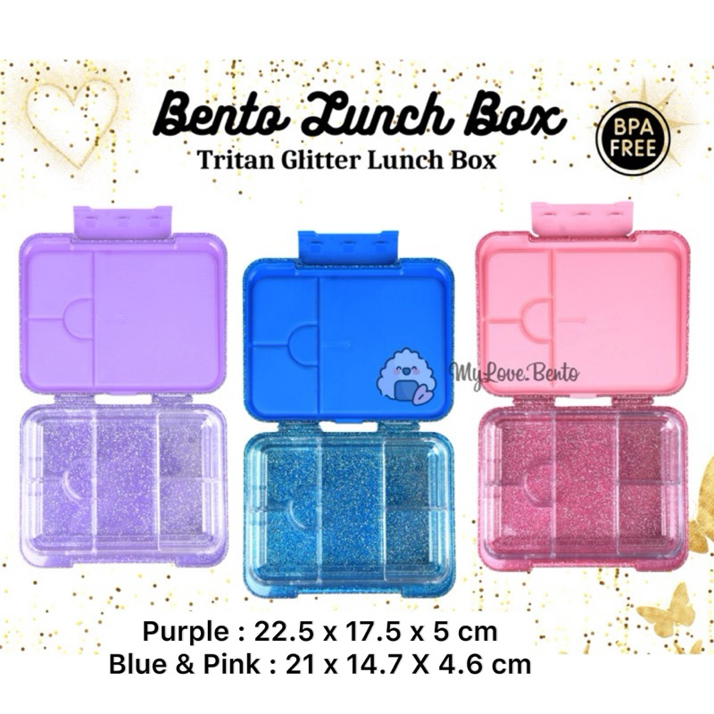 Jual Kotak Makan Anak Glitter Sparkle Lunch Box Food Grade Tritan Kotak ...