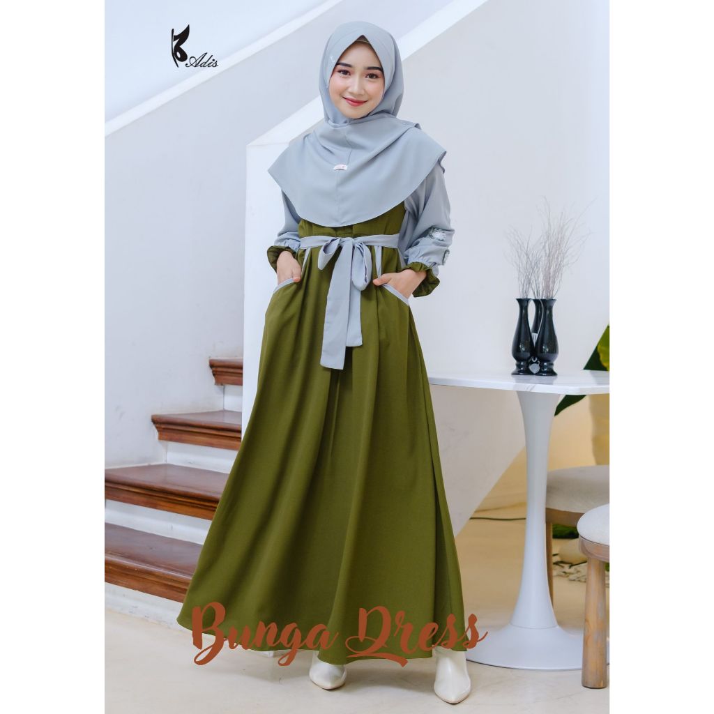 Jual BUNGA DRESS SET JILBAB BY ADIS HIJAB | Shopee Indonesia