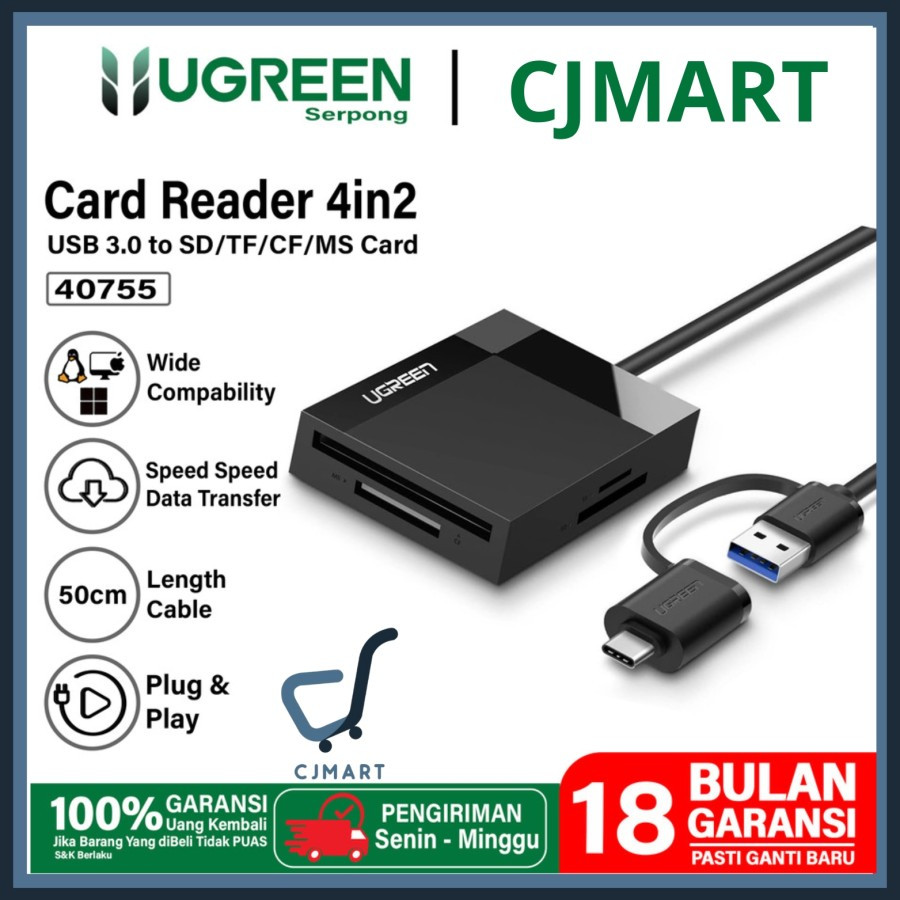Jual Card Reader Usb Type C & Usb A 3.0 UGREEN All In One | Shopee ...