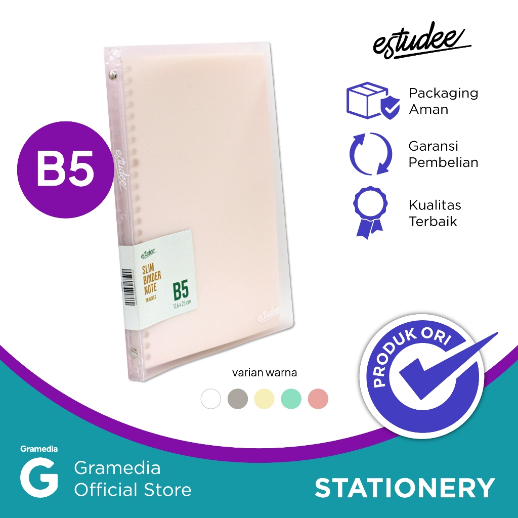 Jual Estudee Slim Binder Note B5 Pink | Shopee Indonesia