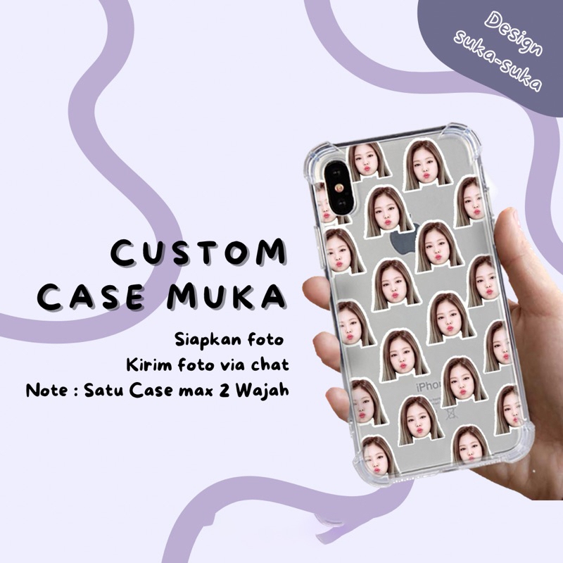 Jual Custom case Hitam atau bening face case bisa custom foto,logo ...