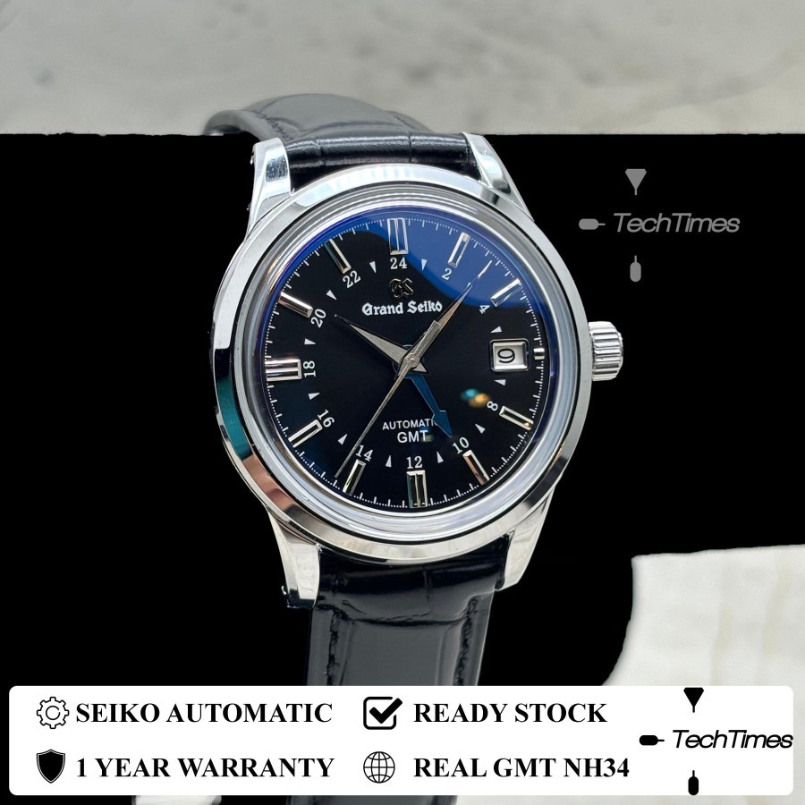 Jual Seiko GS Mod Grand Seiko NH34 GMT Automatic Seikomod Black | Shopee Indonesia
