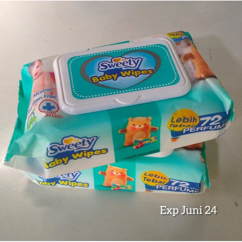Jual SWEETY BABY WIPES TISSUE TISU BASAH BABY PERFUMED 72 SHEETS ...