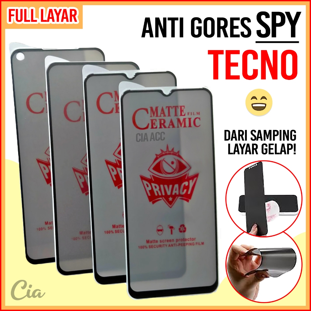 Jual Anti Gores SPY Spark 20 20C NFC Pro Tecno Hitam Gelap Keramik Ceramic Privacy Full Layar ...