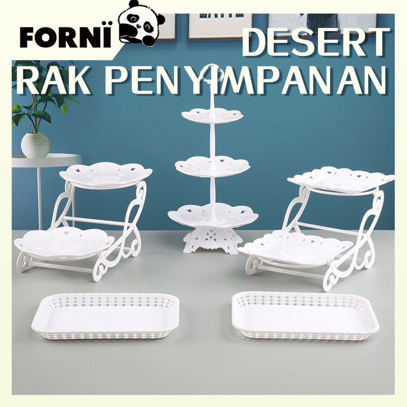 Jual 【Ada stok】Rak Makanan Putih Gold Aesthetic / Rak Kue Buah / Cake ...