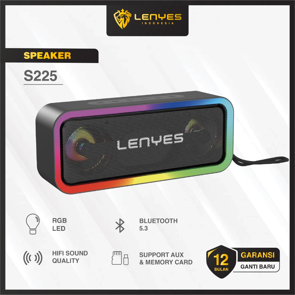 Jual LENYES S225 20W Wireless Speaker Bluetooth 5.3 RGB LED Light Portable Waterproof IPX5 TWS ...