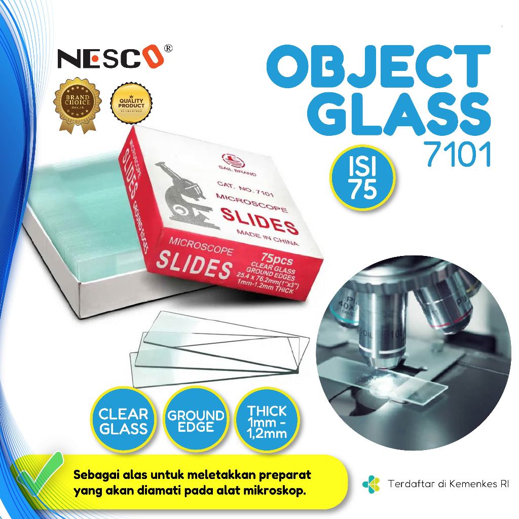 Jual Nesco Object Glass 7101 / Lensa mikroskop, 75pcs/box - FM, BEST ...