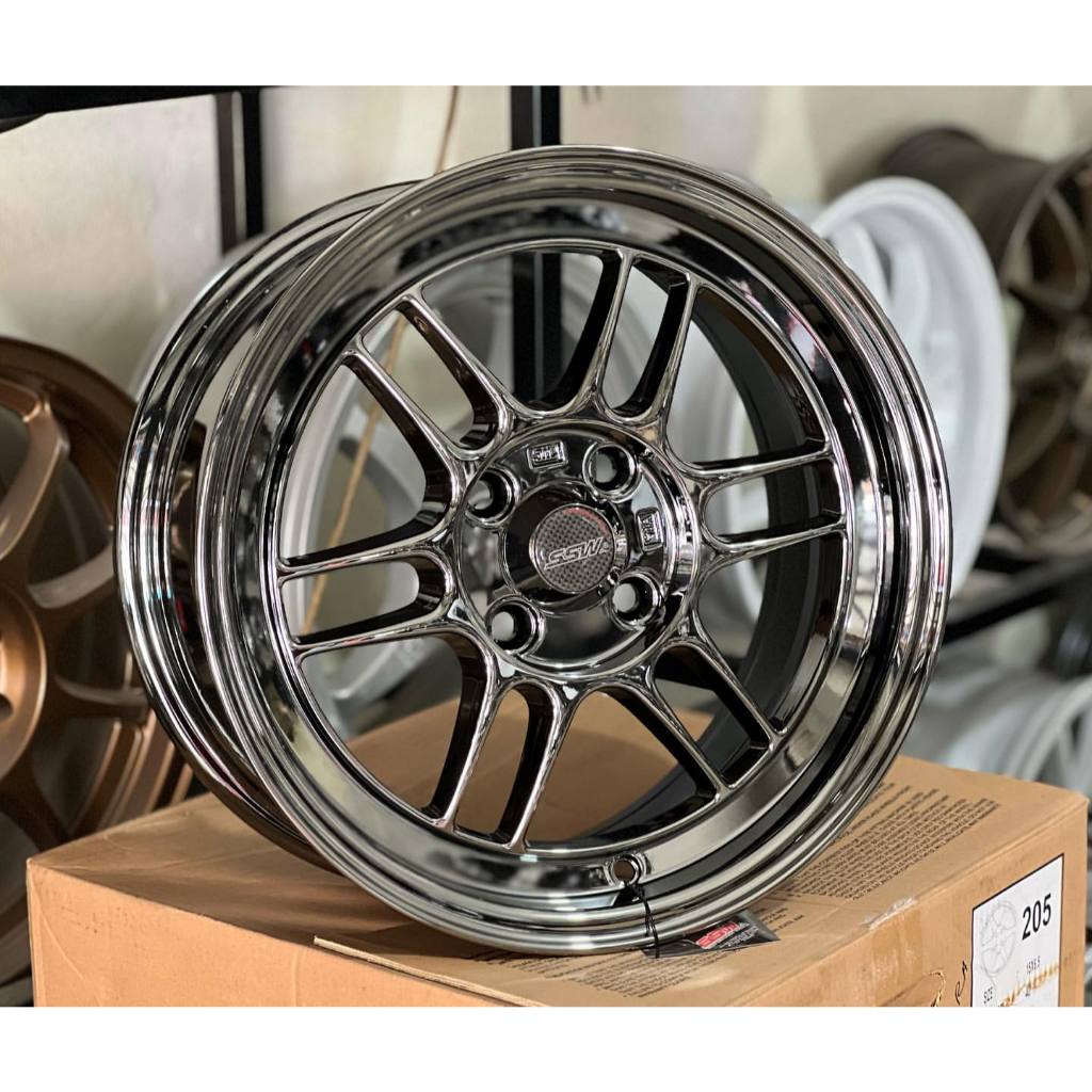 Jual velg rpf black chrome ssw S275 R15x7.0 ET35 H4x100 velg mobil jazz ...