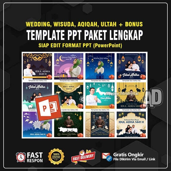 Jual Template video undangan Aqiqah Ulang Tahun Wisuda wedding dan ucapan idul adha | ppt ...