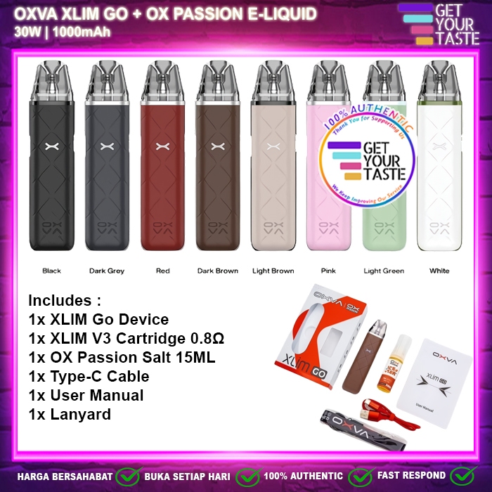 Jual OXVA Xlim GO 30W 1000mAh Pod Kit + OX Passion Liquid Salt Nic 15ML ...