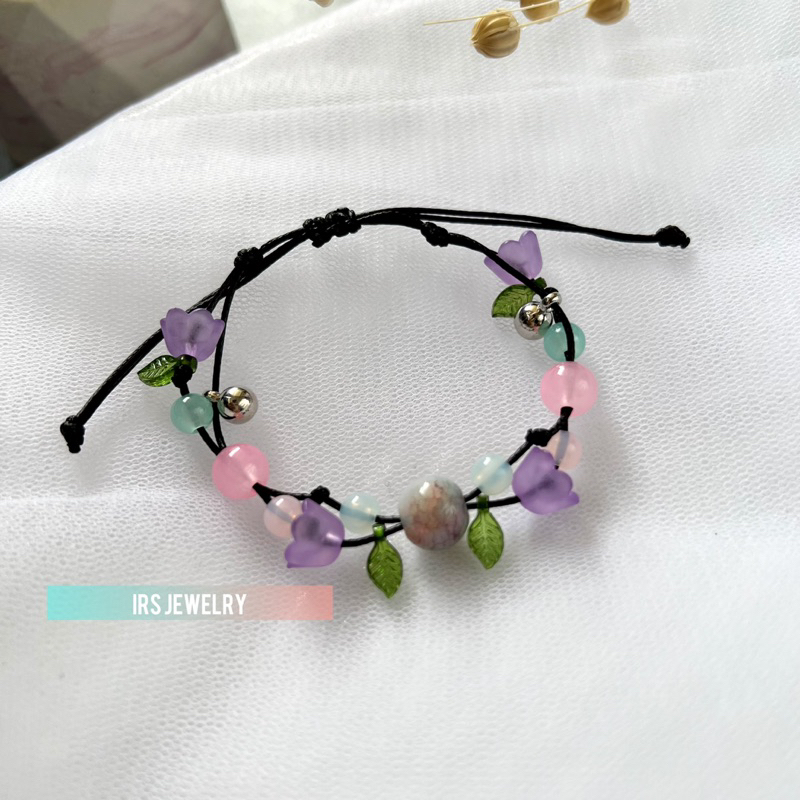 Jual Gelang Manik Manik Batu Aesthetic Bracelet Beads Korea Tali Serut ...