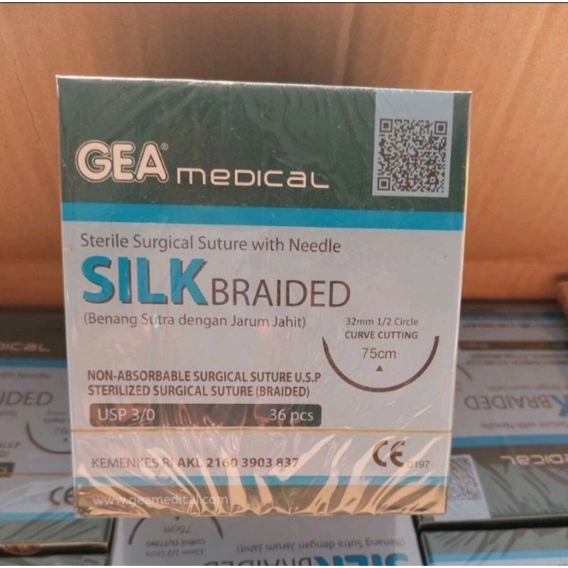 Jual Benang silk braided with needle 2/0 & 3/0 isi 36 pcs | Shopee ...
