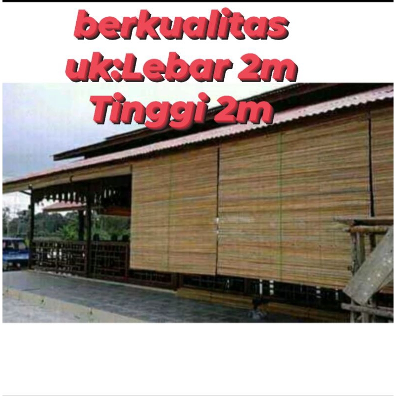 Jual tirai bambu krey sawit outdoor termurah uk 2x2+tali kerekan pull sett | Shopee Indonesia