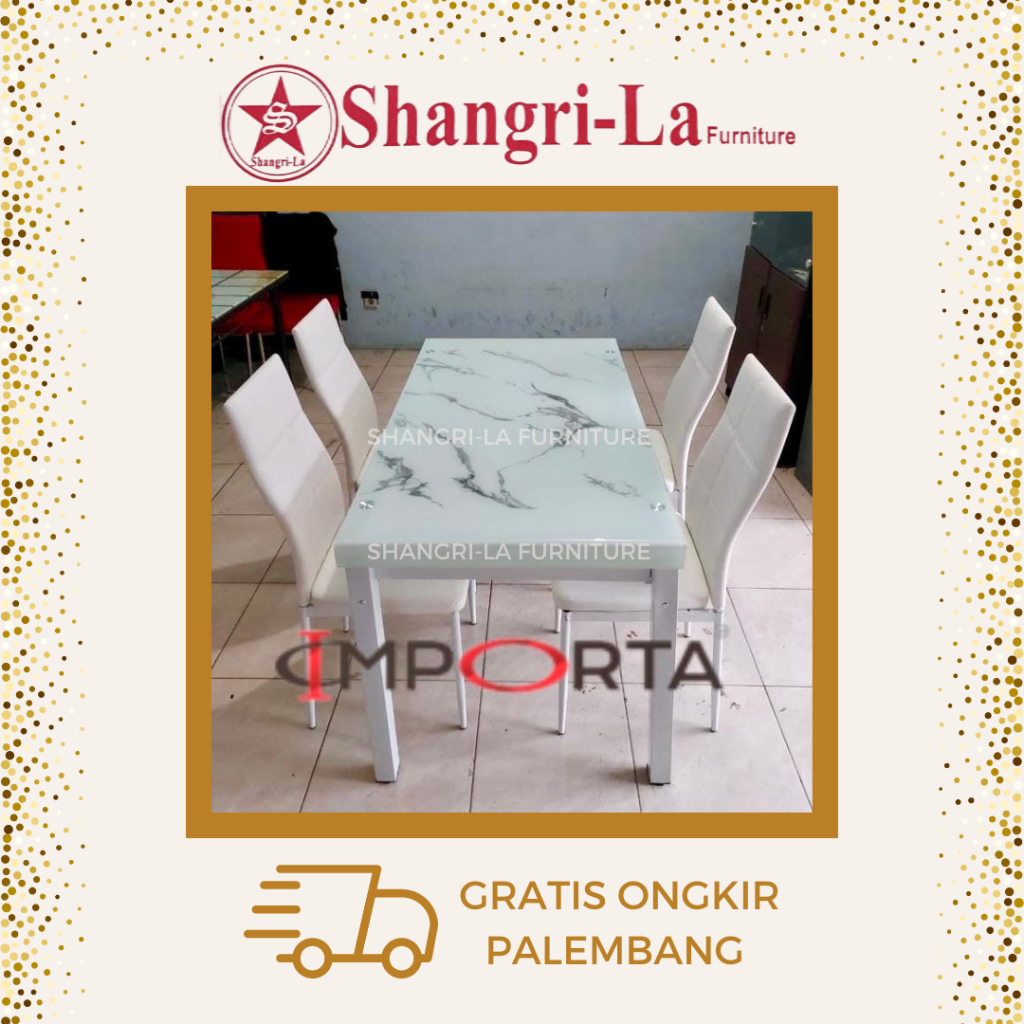 Jual Meja Makan Motif Marmer Modern Dengan 4 Kursi- Importa | Shopee ...