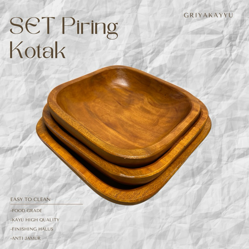 Jual MAHONI SET Piring Persegi - piring kayu mahoni Kotak - piring kayu ...