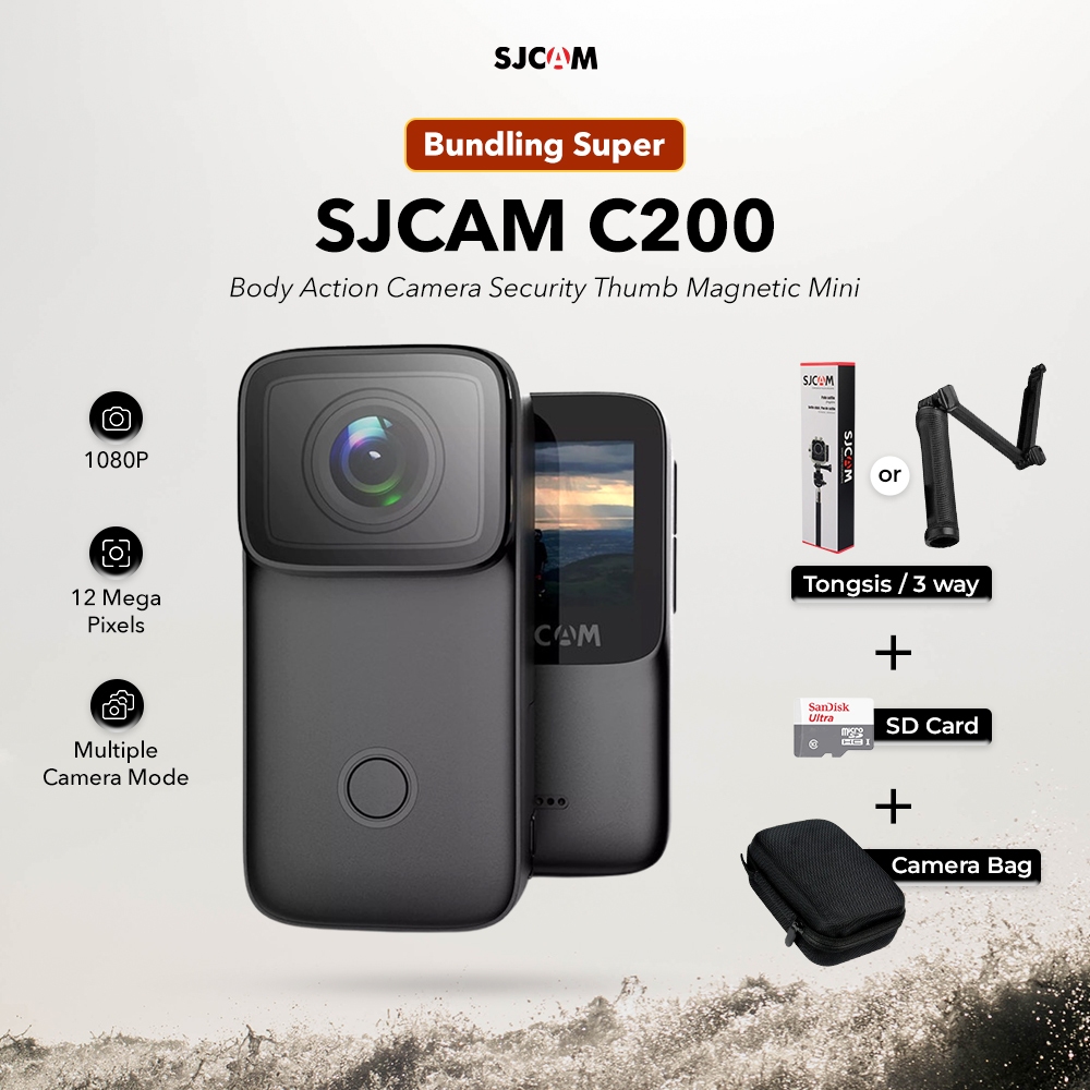 Jual SJCAM C200 Body Cam thumb magnetic mini Camera PAKET BUNDLING ...