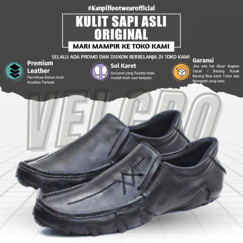 Jual Sepatu Pria Slip On Kulit Asli Pantofel Hitam Cokelat Kasual ...