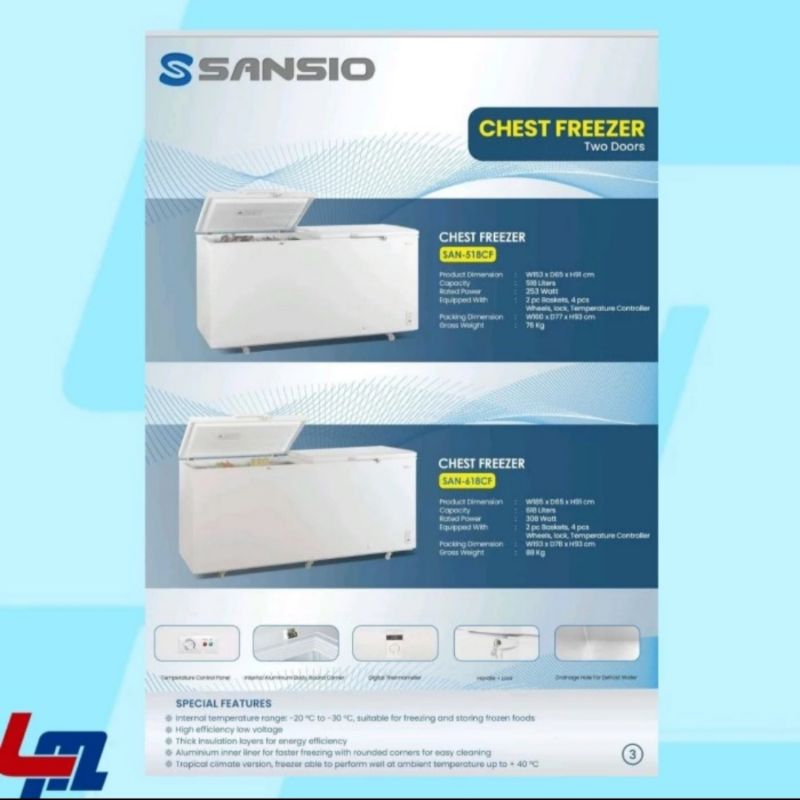 Jual SANSIO SAN 618 CF - Chest Freezer 2 pintu -618 L | Shopee Indonesia
