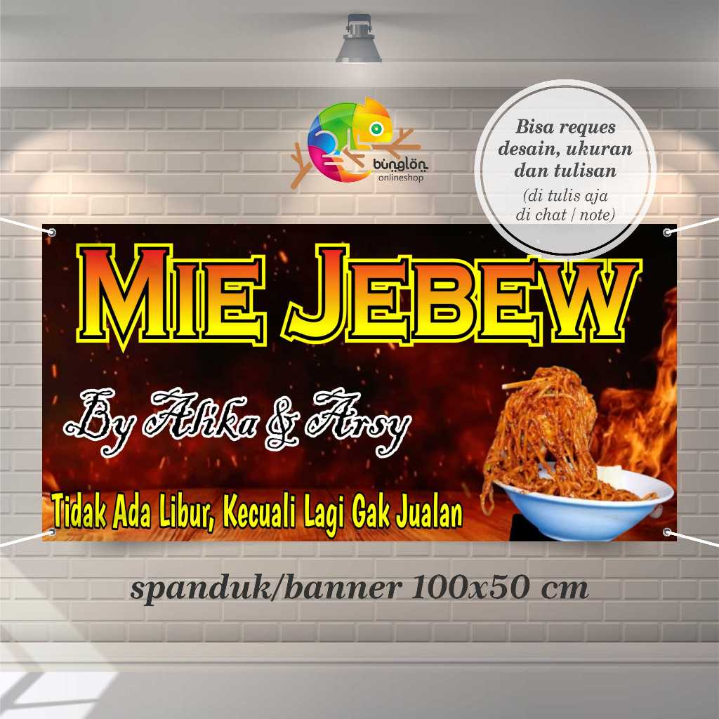 Jual Spanduk Banner Mie Jebew Free Custom Desain | Shopee Indonesia