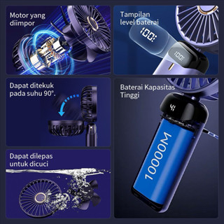 Jual Kipas Angin mini Fan Rechargeable Portable USB Fan 15000mAh 5-Speed Wind LED Display ...
