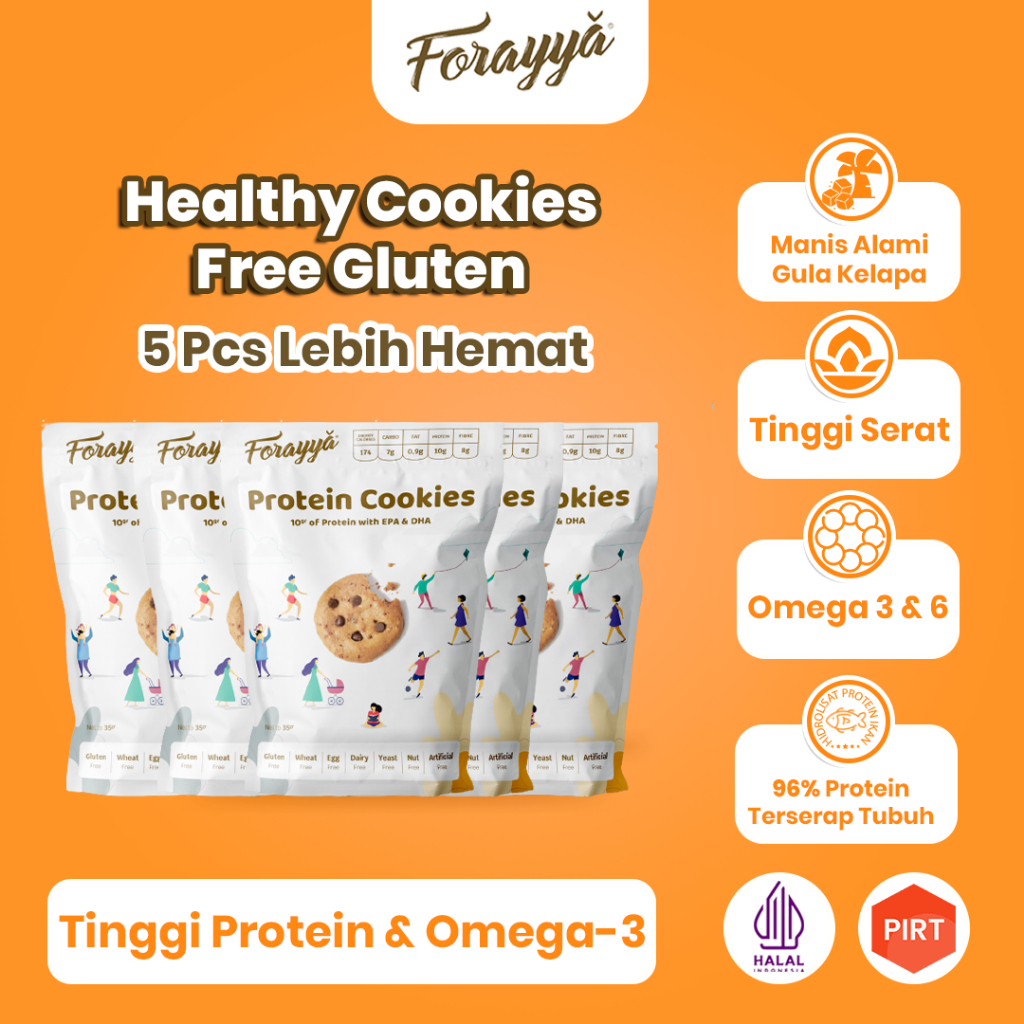 Jual 5 PCS Protein Cookies Forayya Cemilan Sehat Gluten Free Tinggi ...