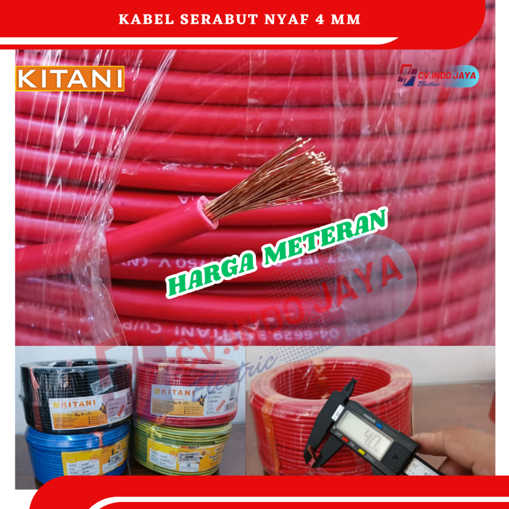 Jual Kabel serabut 4 mm NYAF KITANI kabel serabut tembaga harga meteran kabel accu kabel ...