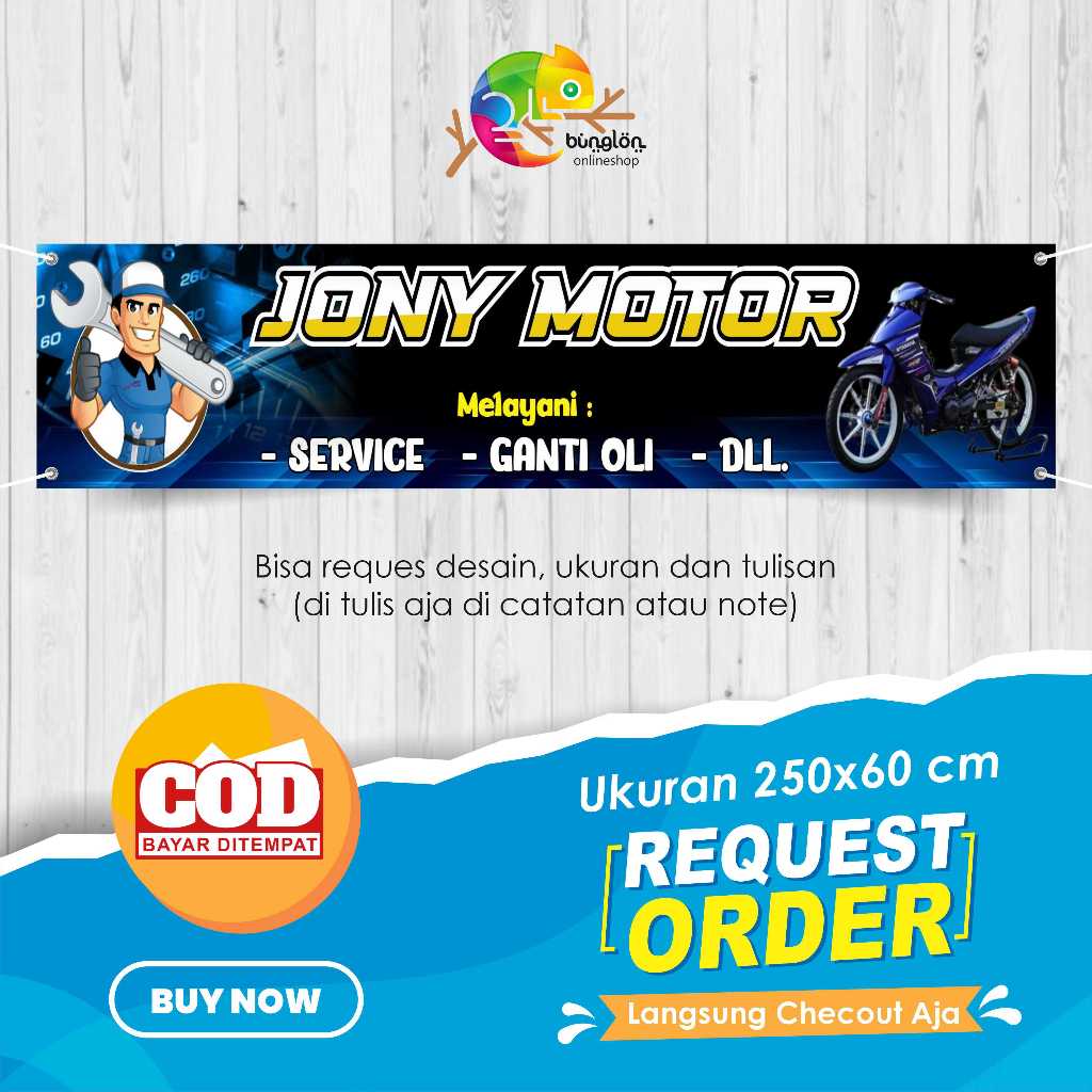 Jual Spanduk Banner Bengkel Motor Free Custom Desain | Shopee Indonesia