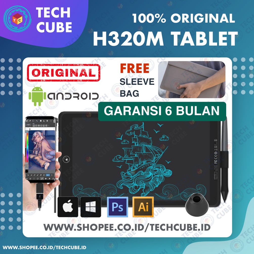 Jual Huion H32M Graphic Drawing Tablet LCD Sketch Android alt H64P H95P ...